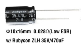 Rubycon 10x16mm ZLH Low ESR 35V/470uF Capacitor – Phaser FPV