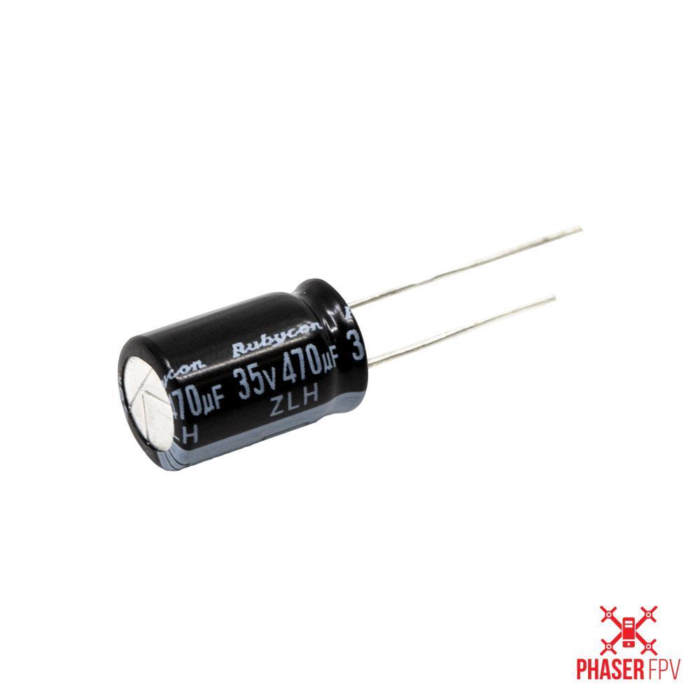 Rubycon 10x16mm ZLH Low ESR 35V/470uF Capacitor – Phaser FPV