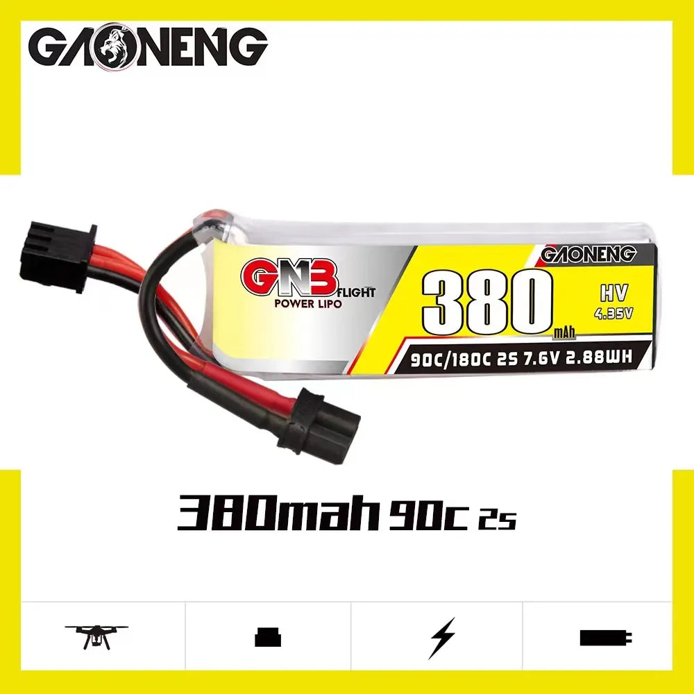 GAONENG GNB LiHV 2S 7.6V 380mAh 90C XT30 LiPo Battery [DG] – Phaser FPV