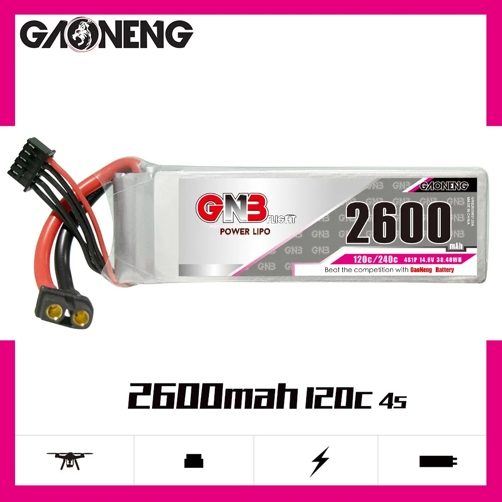 GAONENG GNB 4S 14.8V 2600mAh 120C XT60 LiPo Battery [DG] – Phaser FPV