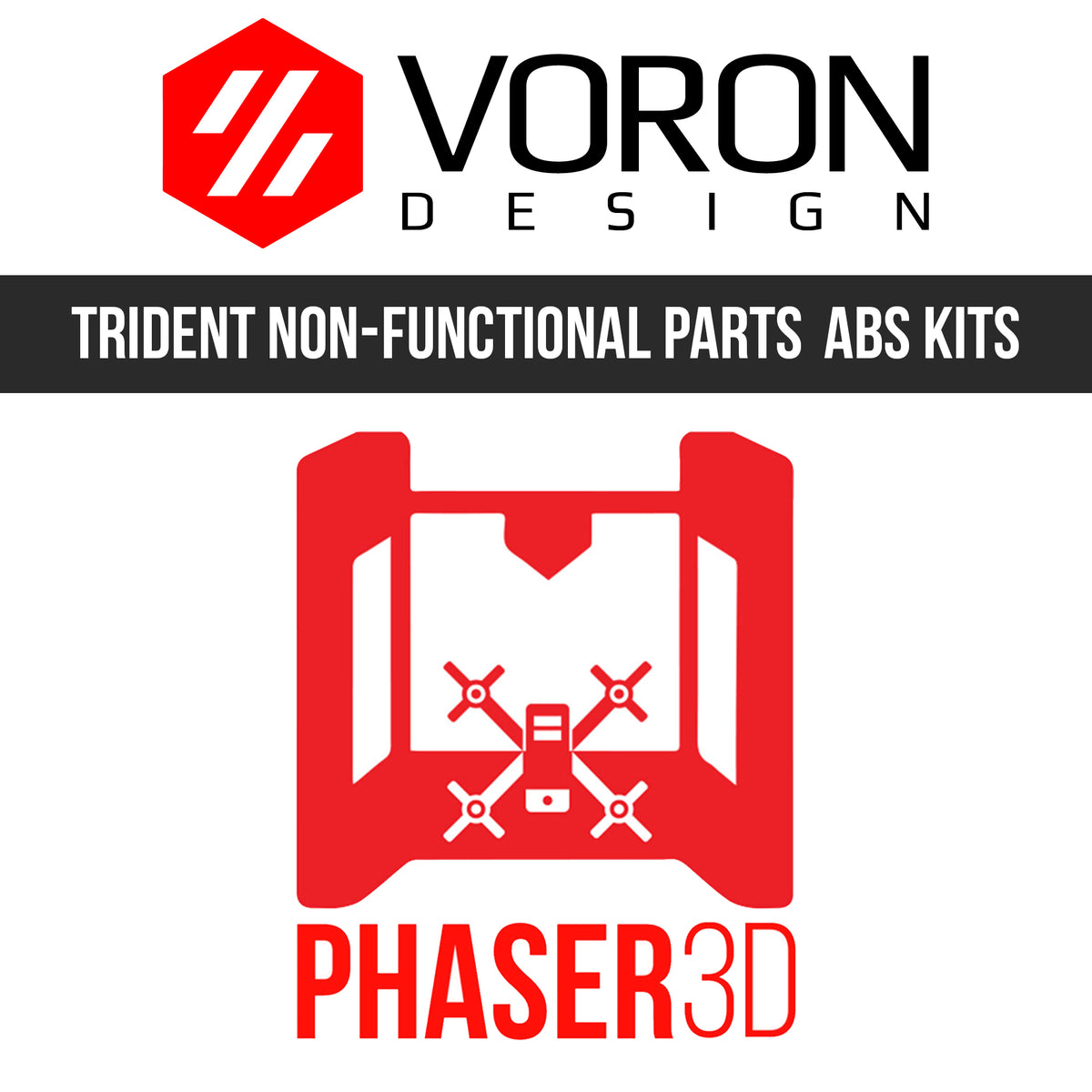 Voron Trident Non-Functional Parts Set Printed in ABS – Phaser FPV